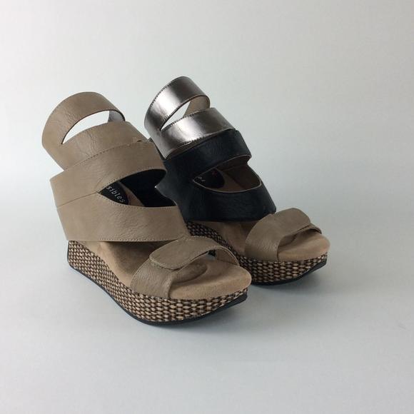 Modzori | Shoes | New Modzori Karma Wedge Sandal In Black Taupe | Poshmark